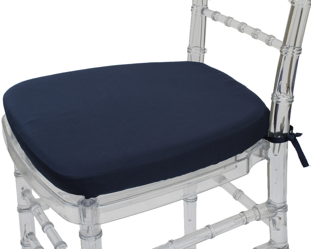 Stretch Spandex Chiavari Pad Cover with Ties Navy Blue | Bridal Tablecloth