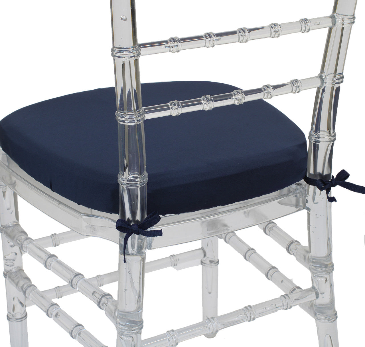 Stretch Spandex Chiavari Pad Cover with Ties Navy Blue | Bridal Tablecloth