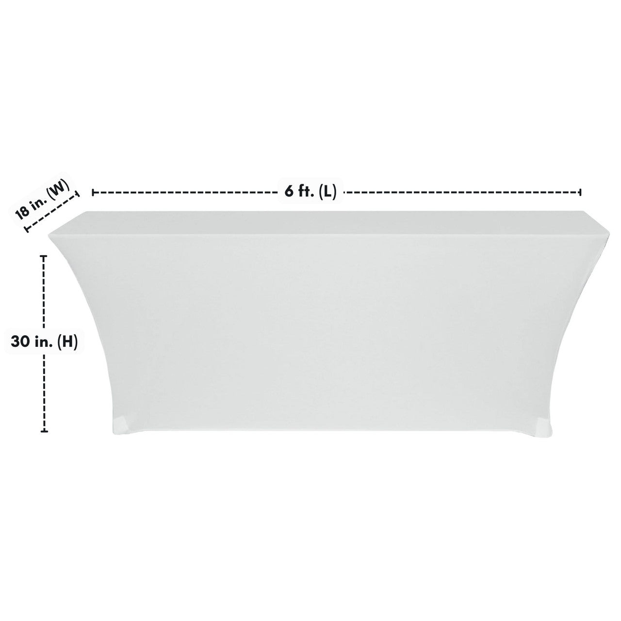 Stretch Spandex 6 Ft x 18 Inches Rect. Classroom Table Cover White ...