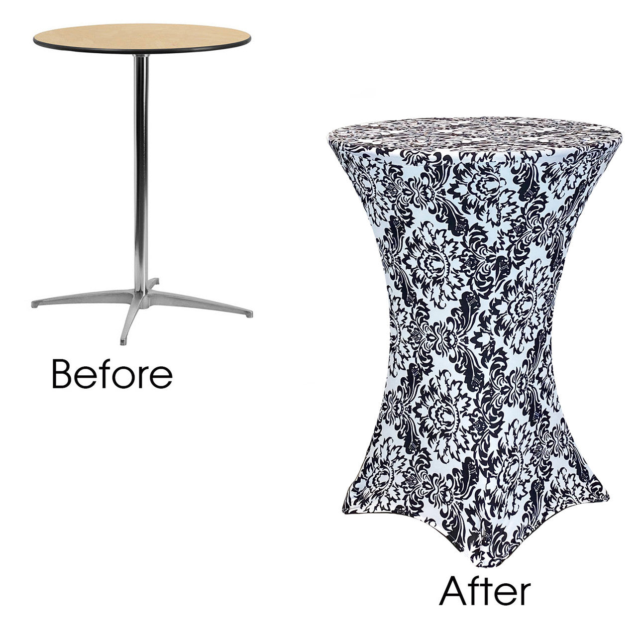 30 Inch Highboy Cocktail Round Stretch Spandex Table Cover Damask ...